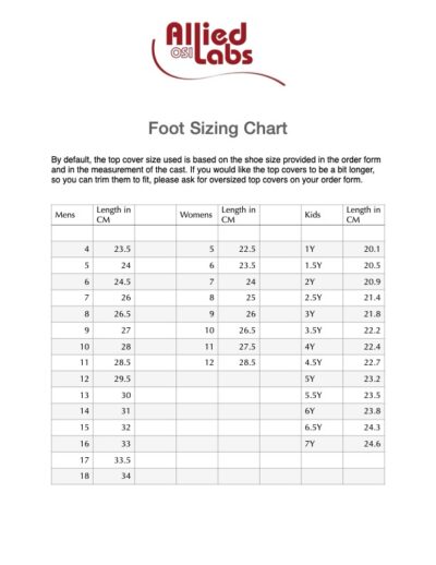 Foot Sizing Chart - Allied OSI Labs